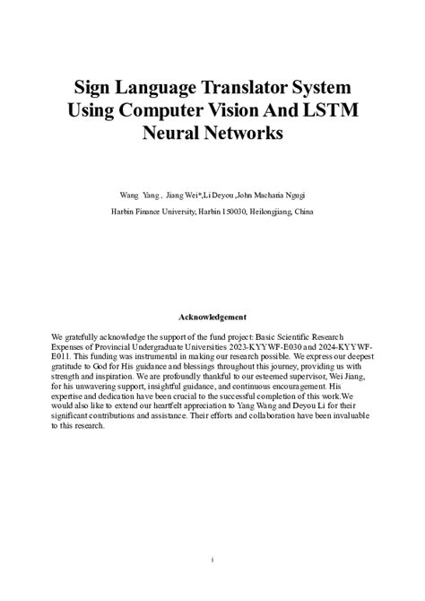 Pdf Sign Language Translator System Using Computer Vision And Lstm