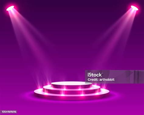 무대 조명 무대 연단 장면으로 시상식 자주색 배경 벡터 일러스트 레이 션에 대 한 연단 1위에 대한 스톡 벡터 아트 및 기타