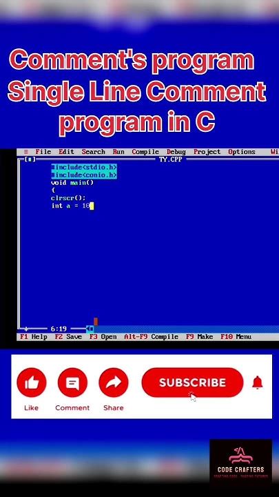 Single Line Comment In C Code Crafters Shorts Ytshorts Viral