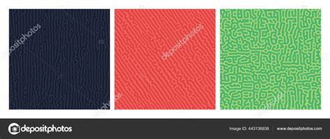 Set Three Colorful Turing Reaction Gradient Backgrounds Abstract Diffusion Pattern Stock Vector