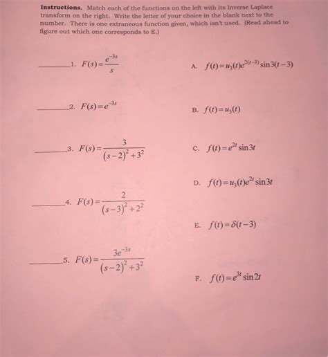solved instructions match each of the functions on the left