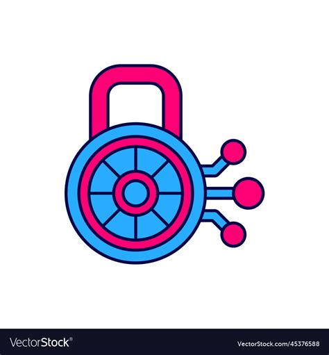 Filled Outline Cyber Security Icon Isolated Vector Image