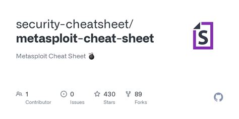 Issues · Security Cheatsheetmetasploit Cheat Sheet · Github