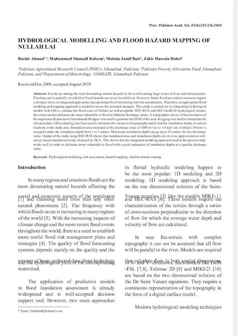Pdf Hydrological Modeling Nullah Lai Dokumentips