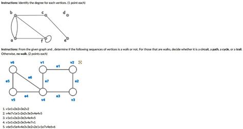 Solved Instructionsidentify The Degree For Each Vertices1 Point Each B Instructions From