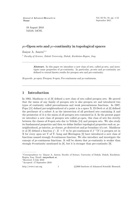 [pdf] Pc Open Sets And Pc Continuity In Topological Spaces
