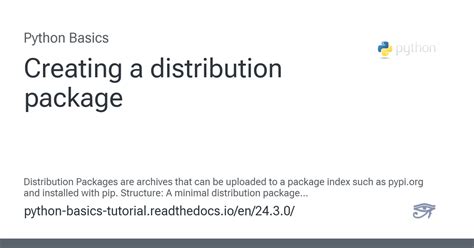 Creating A Distribution Package Python Basics 2430
