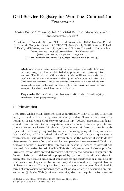 Pdf Grid Service Registry For Workflow Composition Framework
