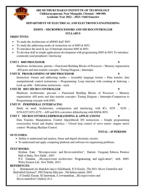 1 Ee8551 Microprocessors And Microcontrollers Pdf Microcontroller