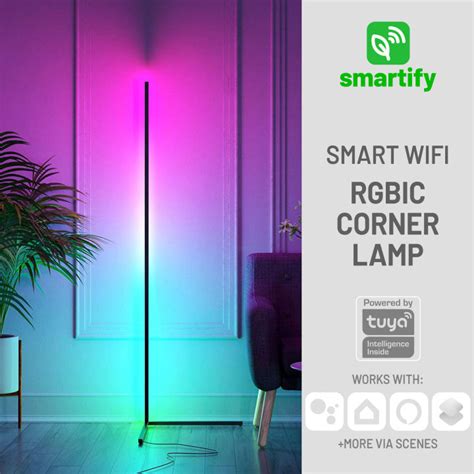 SMARTIFY WIFI RGBIC LED CORNER FLOOR LAMP NORDIC ALUMINUM Q1X RGBIC FLEX IP65 SMD5050 1 4M 24W