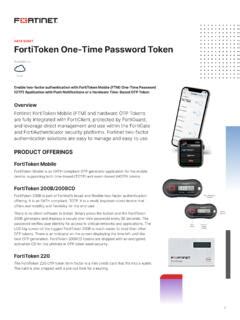 FortiToken One Time Password Token Data Sheet Fortitoken One Time Password Token Data Sheet