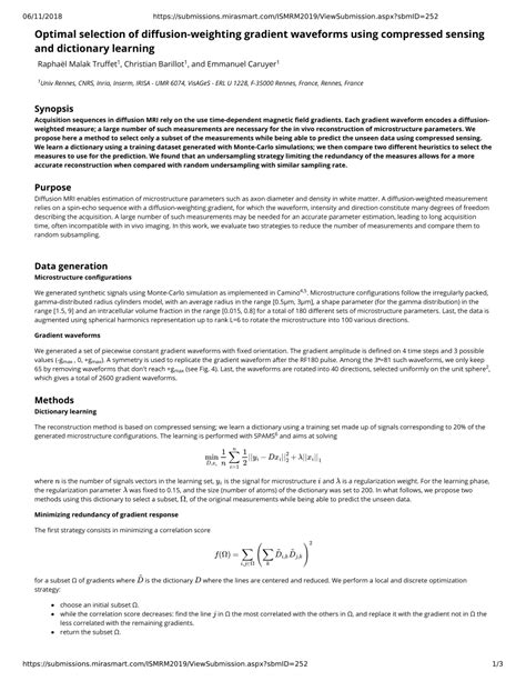 Pdf Optimal Selection Of Diffusion Weighting Gradient Waveforms Using Compressed Sensing And
