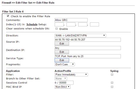 Block Incoming Smtp Traffic From Internet Except Specific Ip Addresses Draytek Faq