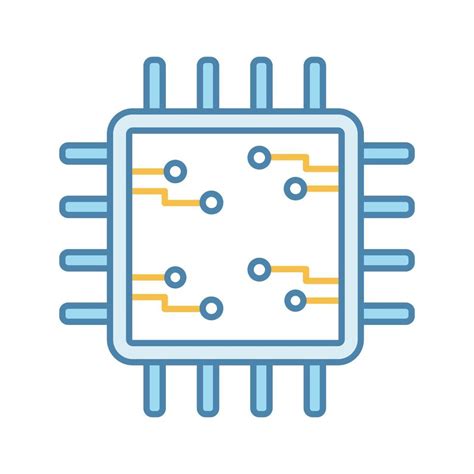 Processor With Electronic Circuits Color Icon Microprocessor With Microcircuits Chip