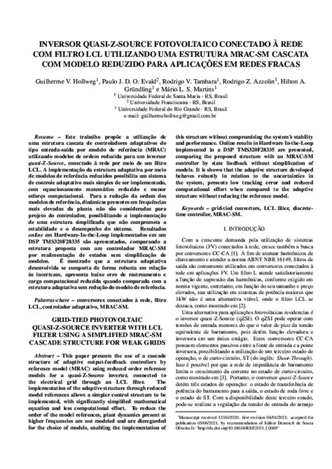 Pdf Grid Tied Photovoltaic Quasi Z Source Inverter With Lcl Filter