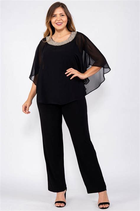 Black Randm Richards 2327w Plus Size Mother Of The Bride Pantsuit For 29