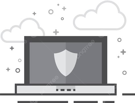 Flat Grayscale Icon Laptops Antivirus Interface Multimedia Communication Vector Interface