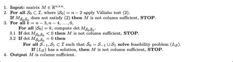Lp Based Algorithm Lp B Alg To Detecting Column Sufficiency