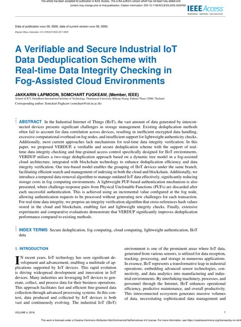 Pdf A Verifiable And Secure Industrial Iot Data Deduplication Scheme With Real Time Data