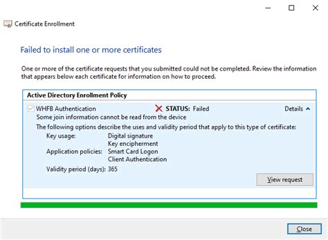 whfb adfs 2019 certificate authentication fails msis7121 no valid