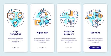 모바일 앱 화면 온보딩 정보 기술 동향 프리미엄 벡터