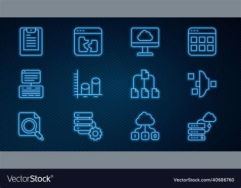 Set Line Network Cloud Connection Filter Setting Vector Image