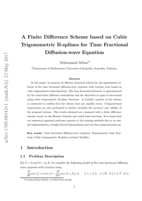Pdf A Finite Difference Scheme Based On Cubic Trigonometric B Splines For Time Fractional