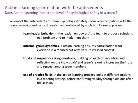 How Does Action Learning Impact Team Psychological Safety Ppt
