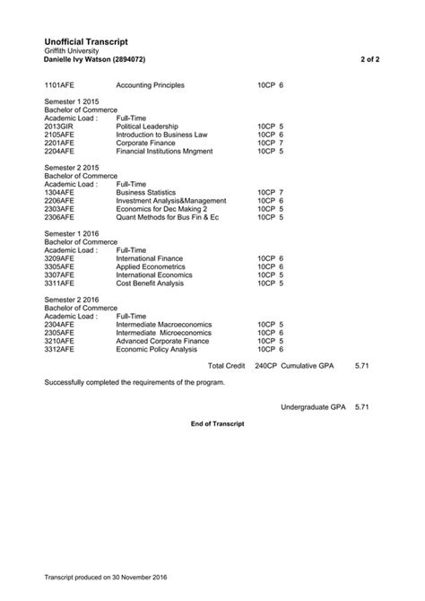 Final Unofficial Transcript Pdf