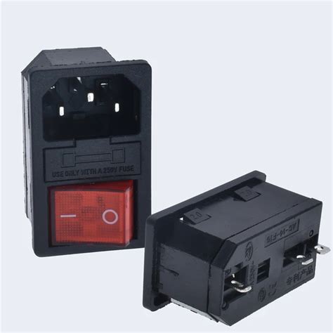 New Integral Red Light 10A250VAC Rocker Switch Power Rocker Fused IEC 320 C14 Inlet Socket 3pin