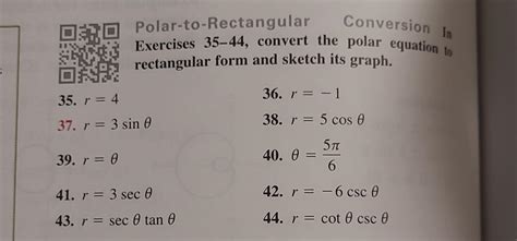 Solved Polar To Rectangular Conversion In Exercises 35 44