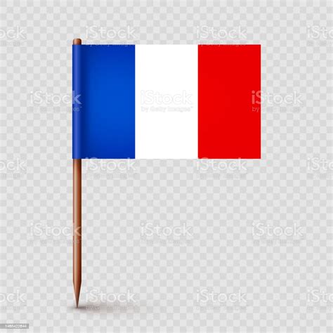 현실적인 프랑스 이쑤시개 깃발입니다 프랑스에서 기념품 종이 깃발이 달린 나무 이쑤시개 위치 표시 지도 포인터 광고 및 프로모션을