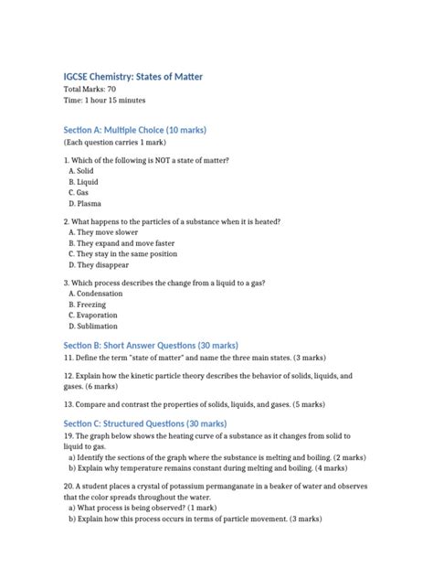 Igcse Chemistry States Of Matter Pdf