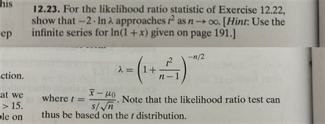 Solved 12 23 ﻿for The Likelihood Ratio Statistic Of