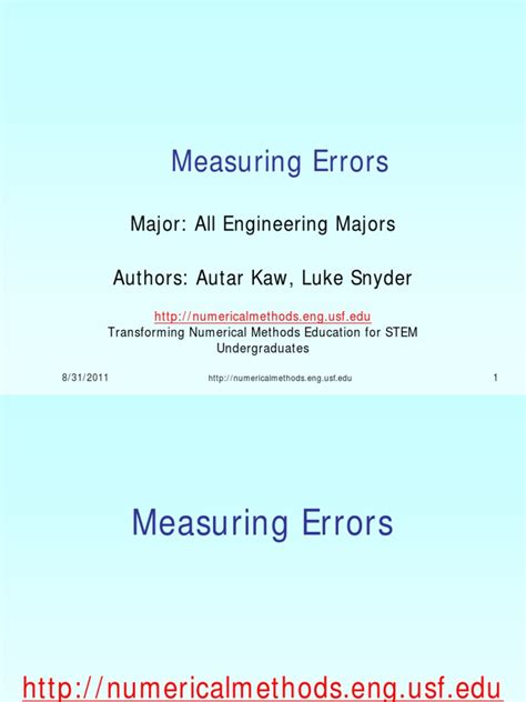 Errors In Numerical Methods Pdf Approximation Numerical Analysis