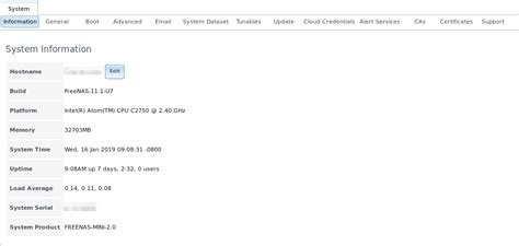 5 System — Freenas®111 U7 User Guide Table Of Contents