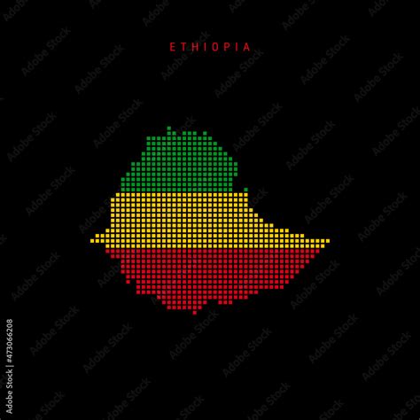Square Dots Pattern Map Of Ethiopia Ethiopian Dotted Pixel Map With National Flag Colors