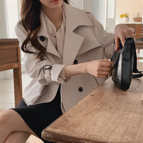 모어렌 숏코트 Tct0111 스콘 숏 더블 트렌치 코트숏코트숏트렌치미니자켓크롭자켓크롭코트더블버튼코트간절기코트어나더트위