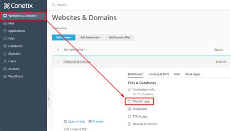 conetix control panel add files to plesk conetix