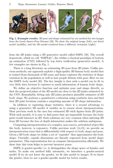 Keep It Smpl Automatic Estimation Of 3d Human Pose And Shape From A Single Image Deepai