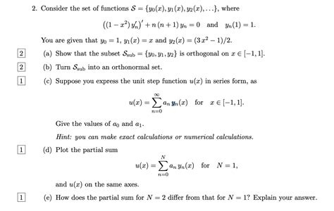 Solved 2 Consider The Set Of Functions S Yox Yı X