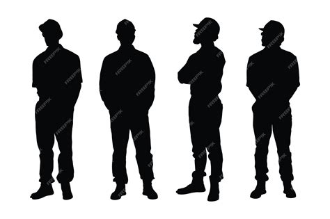 Premium Vector Male Architect Wearing Uniforms Silhouette Bundle