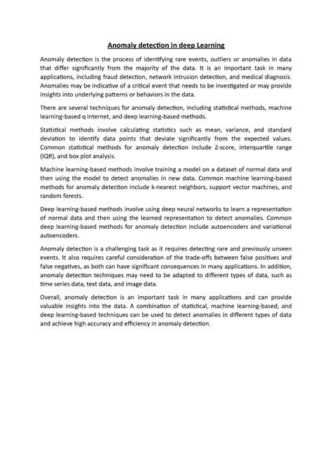 Anomaly Detection In Deep Learning Anomaly Detection In Deep Learning Anomaly Detection Is The