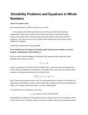 Divisibility Tricks Solving Equations In Whole Numbers Course Hero