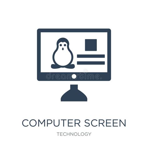 Computer Screen Linux Icon In Trendy Design Style Computer Screen Linux Icon Isolated On White