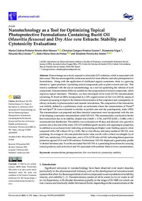 Pdf Nanotechnology As A Tool For Optimizing Topical Photoprotective