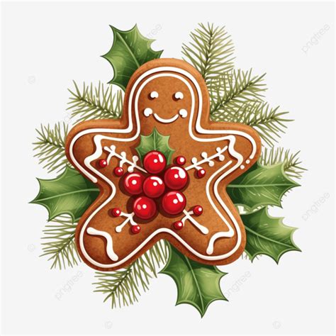 메리 크리스마스 벡터 일러스트 레이 션 인사말 진저 쿠키 꽃 홀리 베리 카드 크리스마스 만화 크리스마스 선물 Png 일러스트 및 이미지 에 대한 무료 다운로드