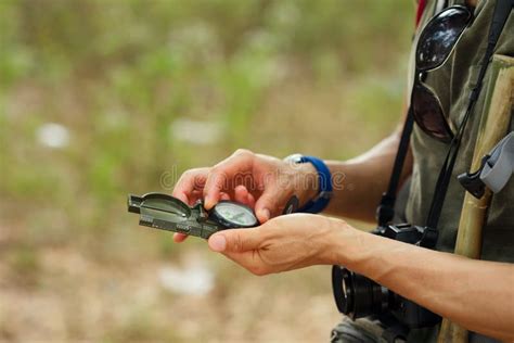 Hands With Compass Stock Image Image Of Activity Instrument 51914041