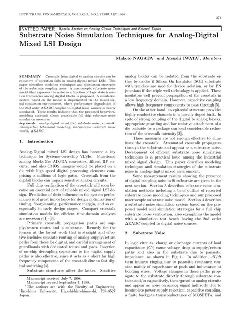 Pdf Substrate Noise Simulation Techniques For Analog Digital Mixed