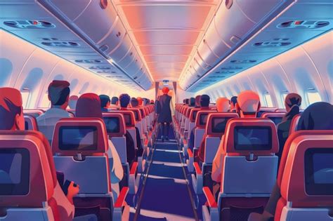 Premium Photo Interior Of Airplane With Passengers